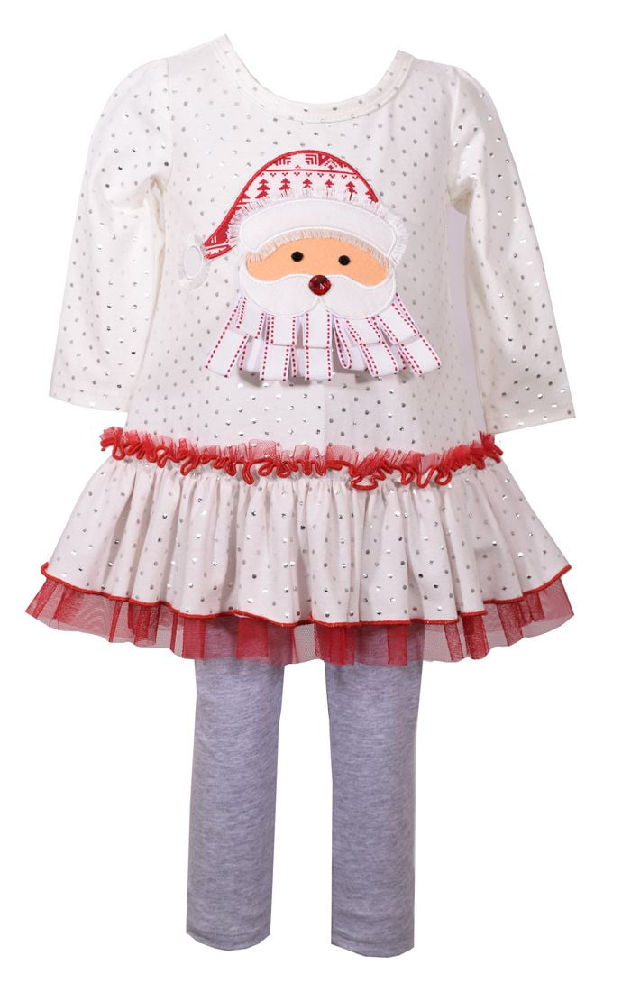 Bonnie Jeans Little Girls Christmas Santa Claus Legging Set-0-3 Months ...