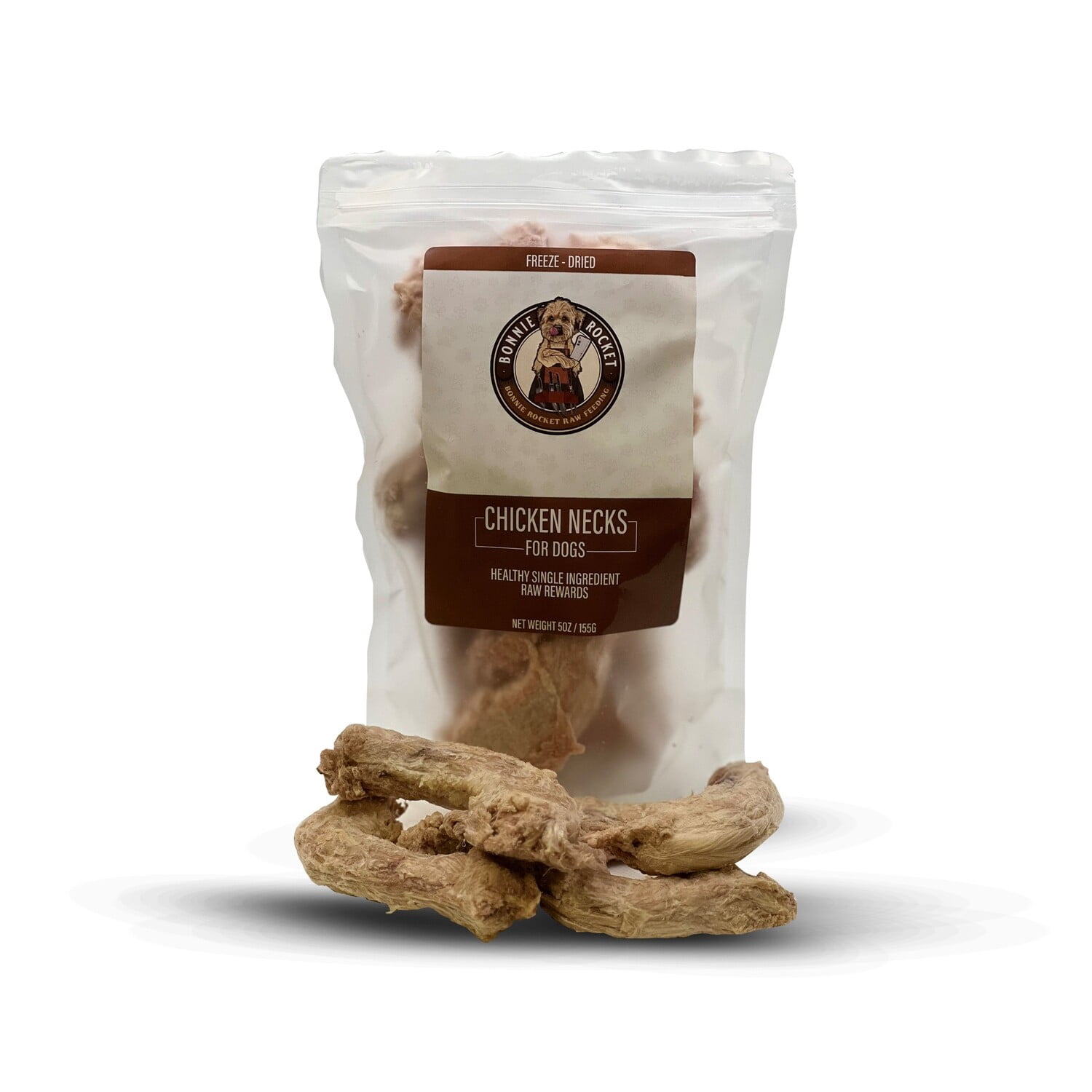 Bonnie Rocket Freeze-Dried Chicken Necks (5oz) - Walmart.com