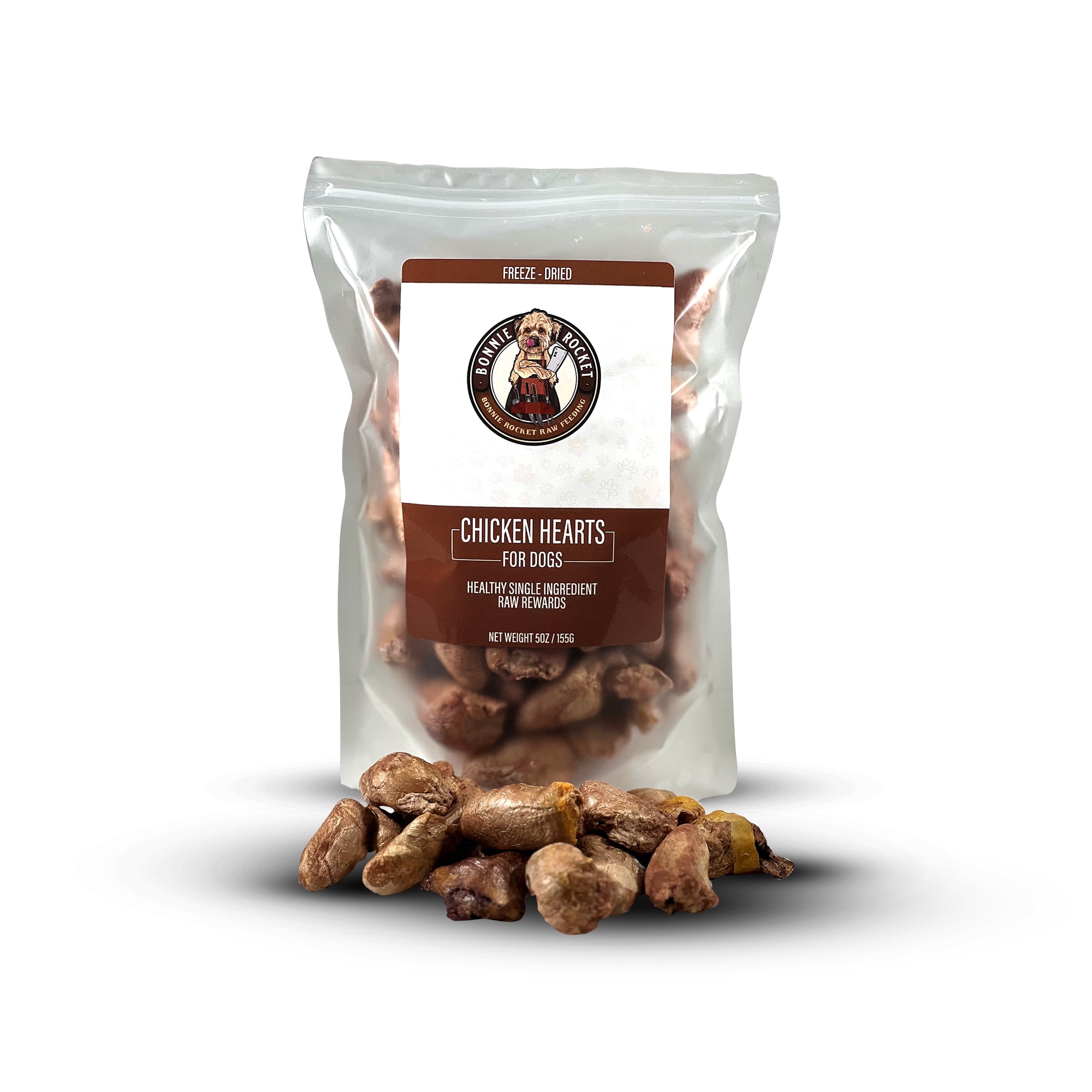 Bonnie Rocket Freeze Dried Single Ingredient Chicken Hearts Dog Treats ...