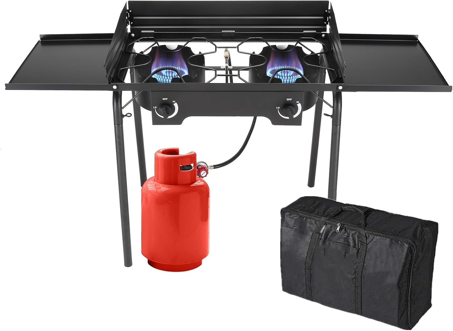 Bonnlo 2 Burners Propane Gas Stove, 150,000 BTU Portable Outdoor Camp Cooker Stove with ...