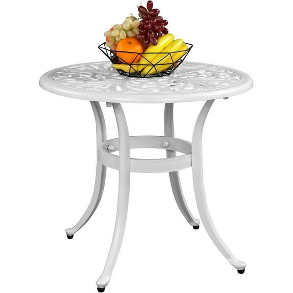 21” Cast Aluminum Outdoor Side Table with 1.6” Umbrella Hole, All ...
