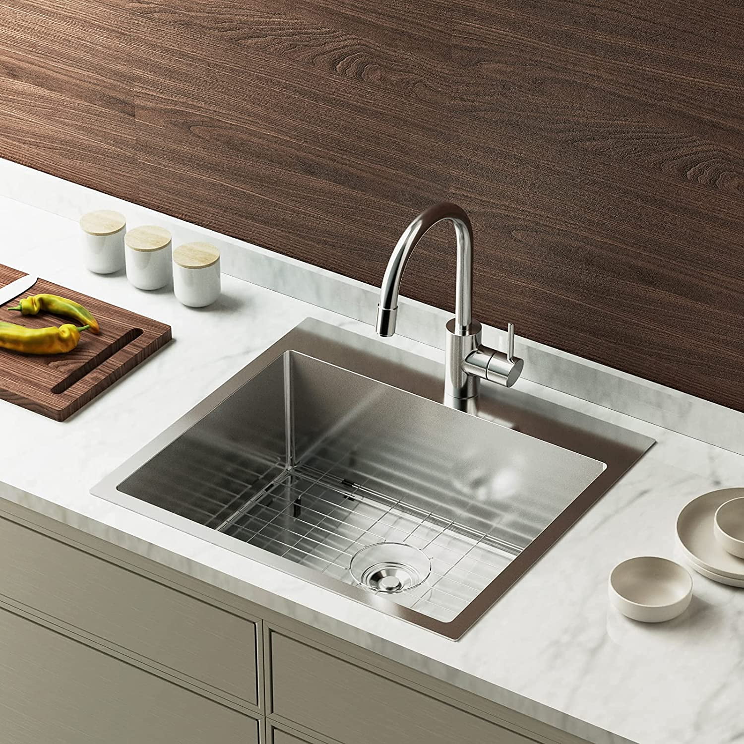 Bonnlo 25 Inch Top mount Kitchen Sink Drop-in, Farmhouse Kitchen Sink ...