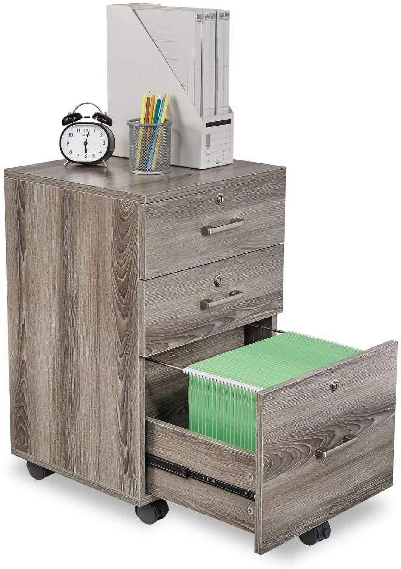 Bonnlo 26"H 3 Drawer File Cabinet With Lock, Rolling Under Desk, Mobile ...