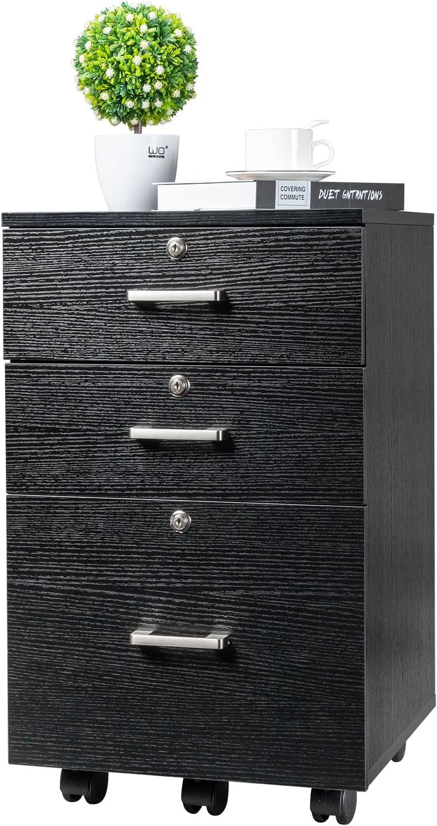 Bonnlo 26" H 3 Drawer File Cabinet with Lock, Rolling File Cabinet ...