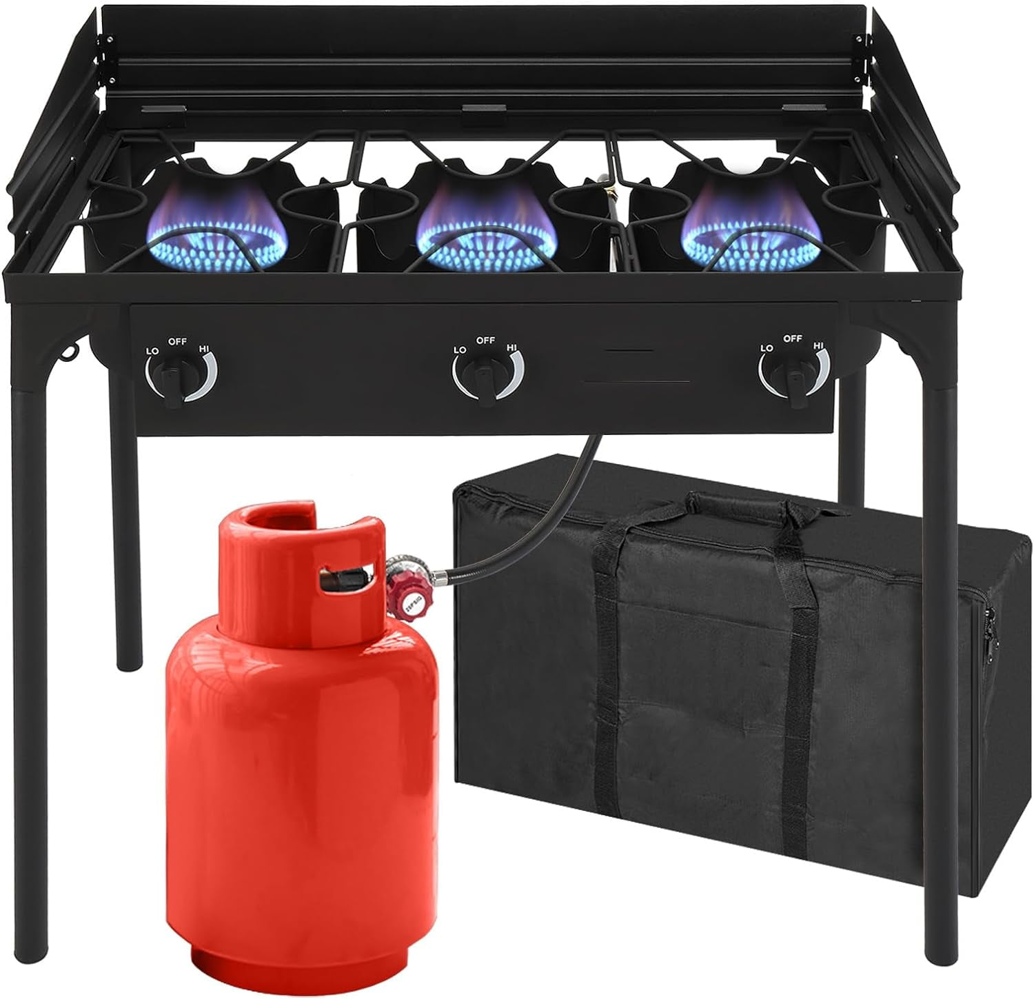 Bonnlo 3-Burner Outdoor Portable Propane Burner Stove 225,000-BTU Gas ...