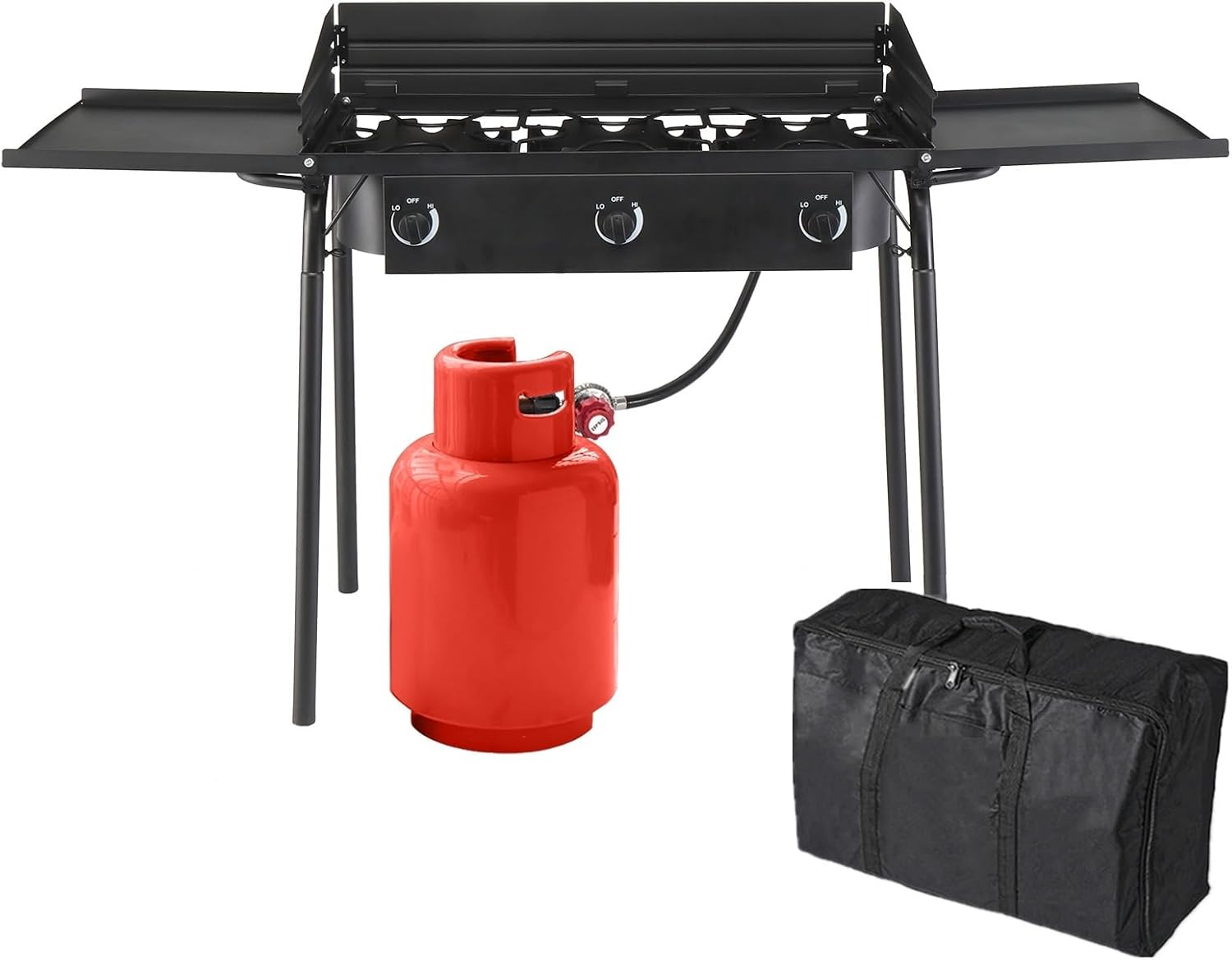 Bonnlo 3 Burners Propane Gas Stove, 225,000 BTU Portable Outdoor Camp ...