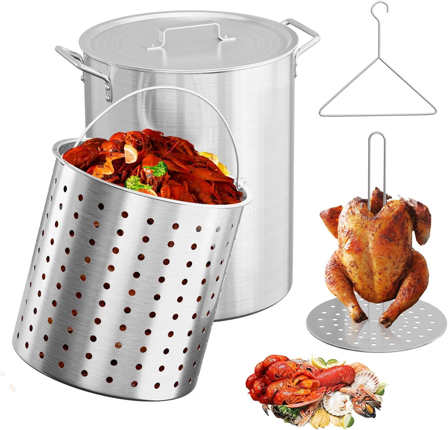 Bonnlo 30QT Aluminum Stock Pot for Boiling Seafood, Crawfish & Crab ...