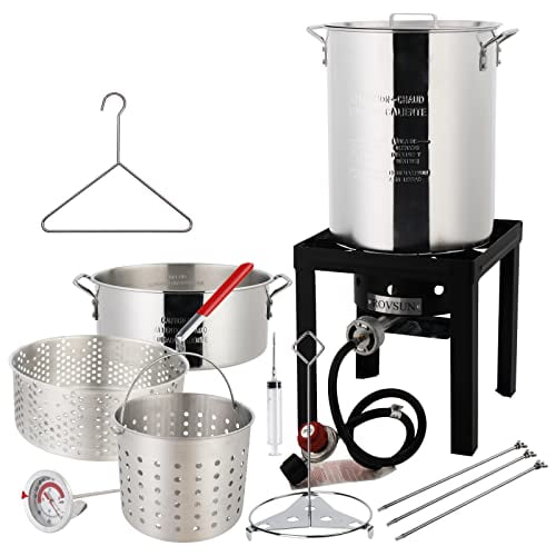 Bonnlo 30QT Outdoor Turkey Fryer & 10QT Fish Fryer with 55000BTU ...