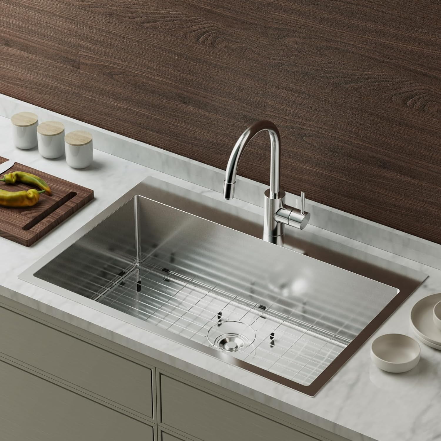 Bonnlo 33Inch Top mount Kitchen Sink Drop-in, Farmhouse Kitchen Sink ...