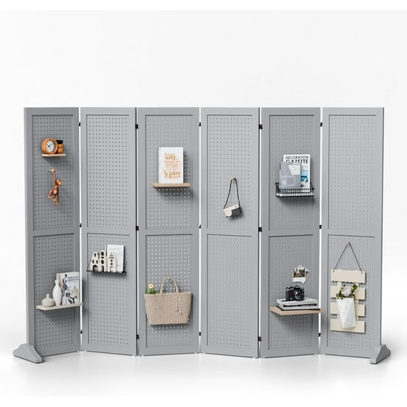 Bonnlo 4/6 Panel Pegboard Freestanding, 5 FT Portable Display Board ...