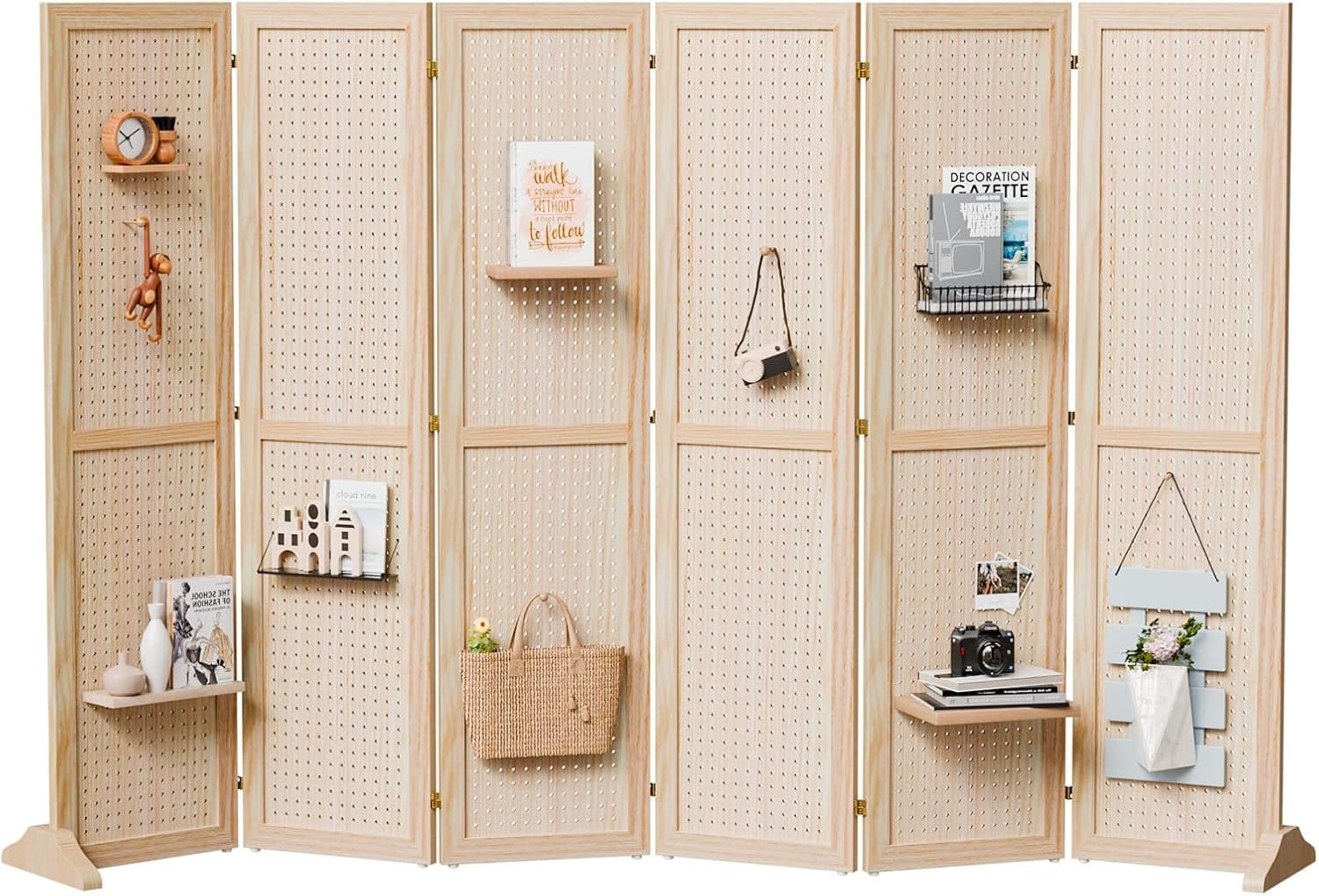 Bonnlo 4/6 Panel Pegboard Freestanding, 5 FT Portable Display Board ...