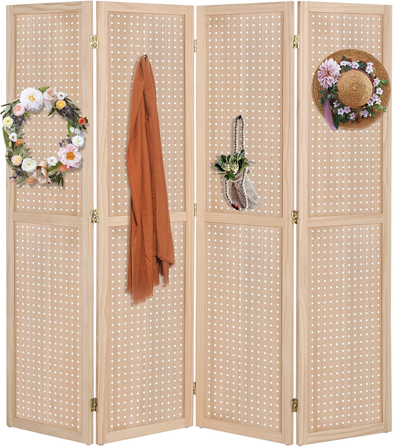 Bonnlo 4 Panel Pegboard Freestanding, 5 FT Portable Display Board ...