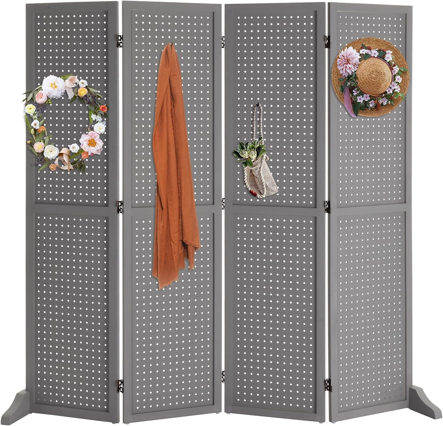 Bonnlo 4 Panel Pegboard Freestanding, 5 FT Portable Display Board ...