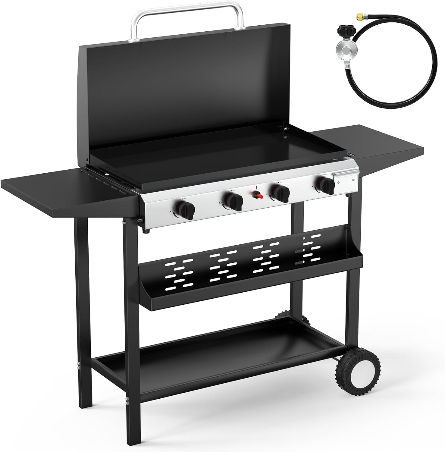 Bonnlo 40000BTU Propane Griddle with Lid and Ignition, Standing Flat ...