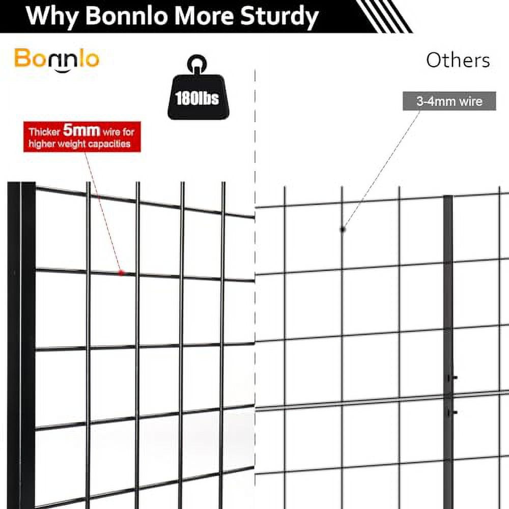 Bonnlo 6' x 2' Wire Grid Panel Tower with T-Base Floorstanding, Thicker ...