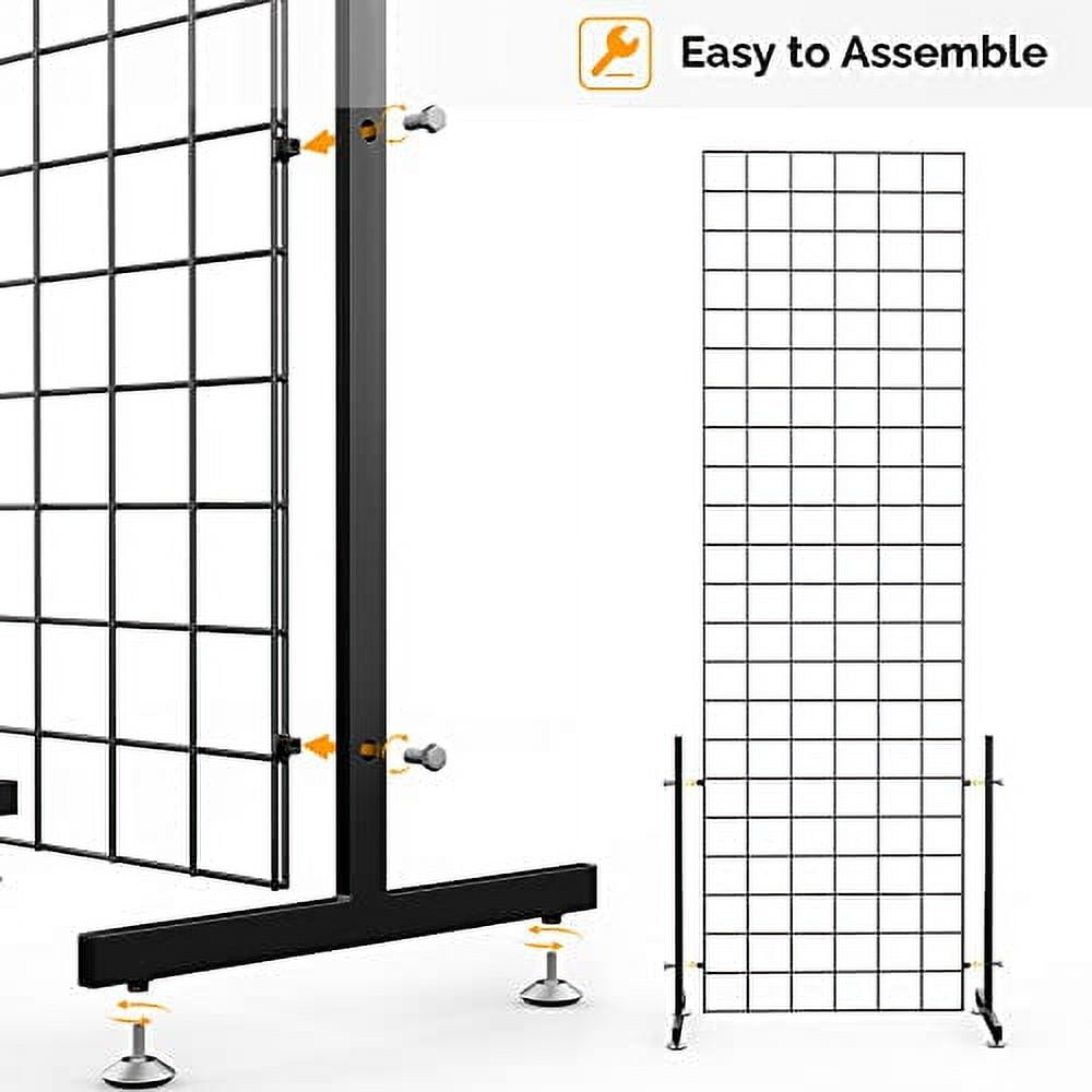 Bonnlo 6' x 2' Wire Grid Panel Tower with T-Base Floorstanding, Thicker ...