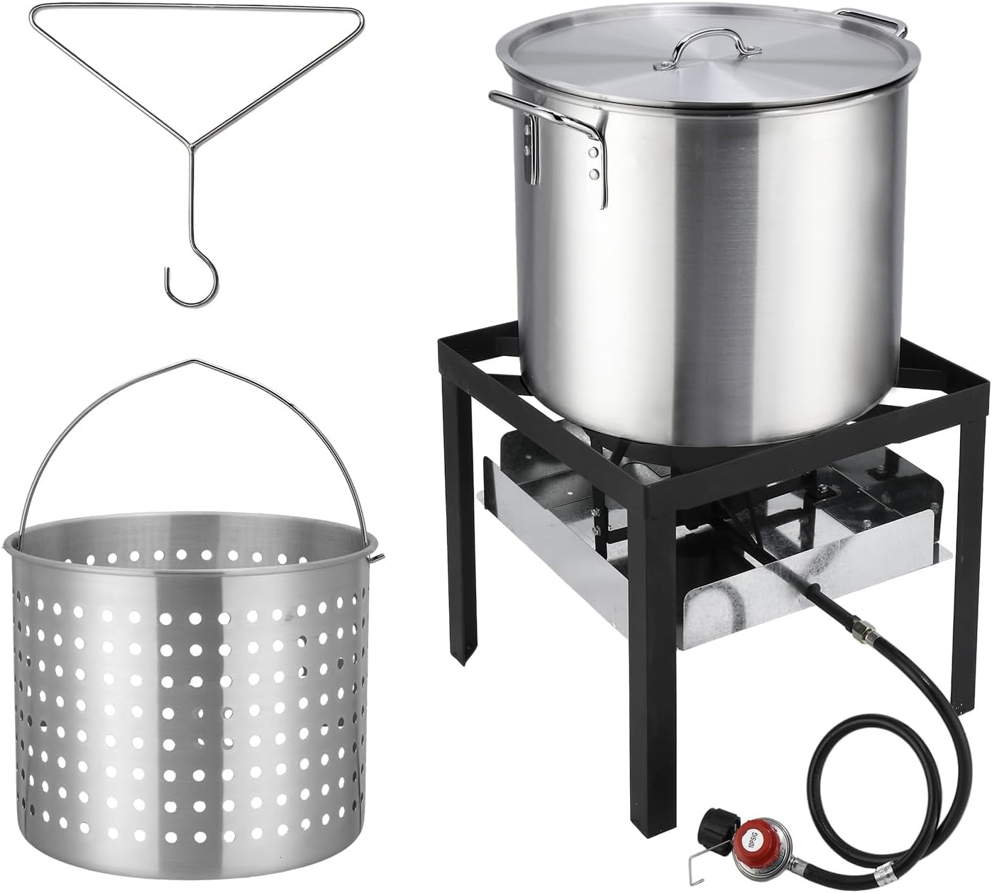 Bonnlo 60QT Turkey Fryer & Crawfish Boiler w/ 150,000 BTU Propane ...