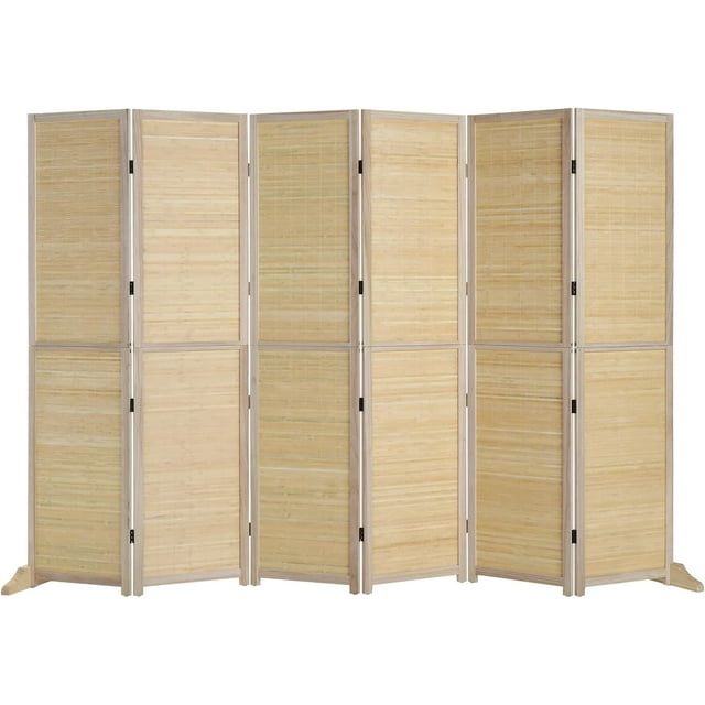 Bonnlo Detachable Bamboo Room Divider Privacy Screen, Folding Room ...