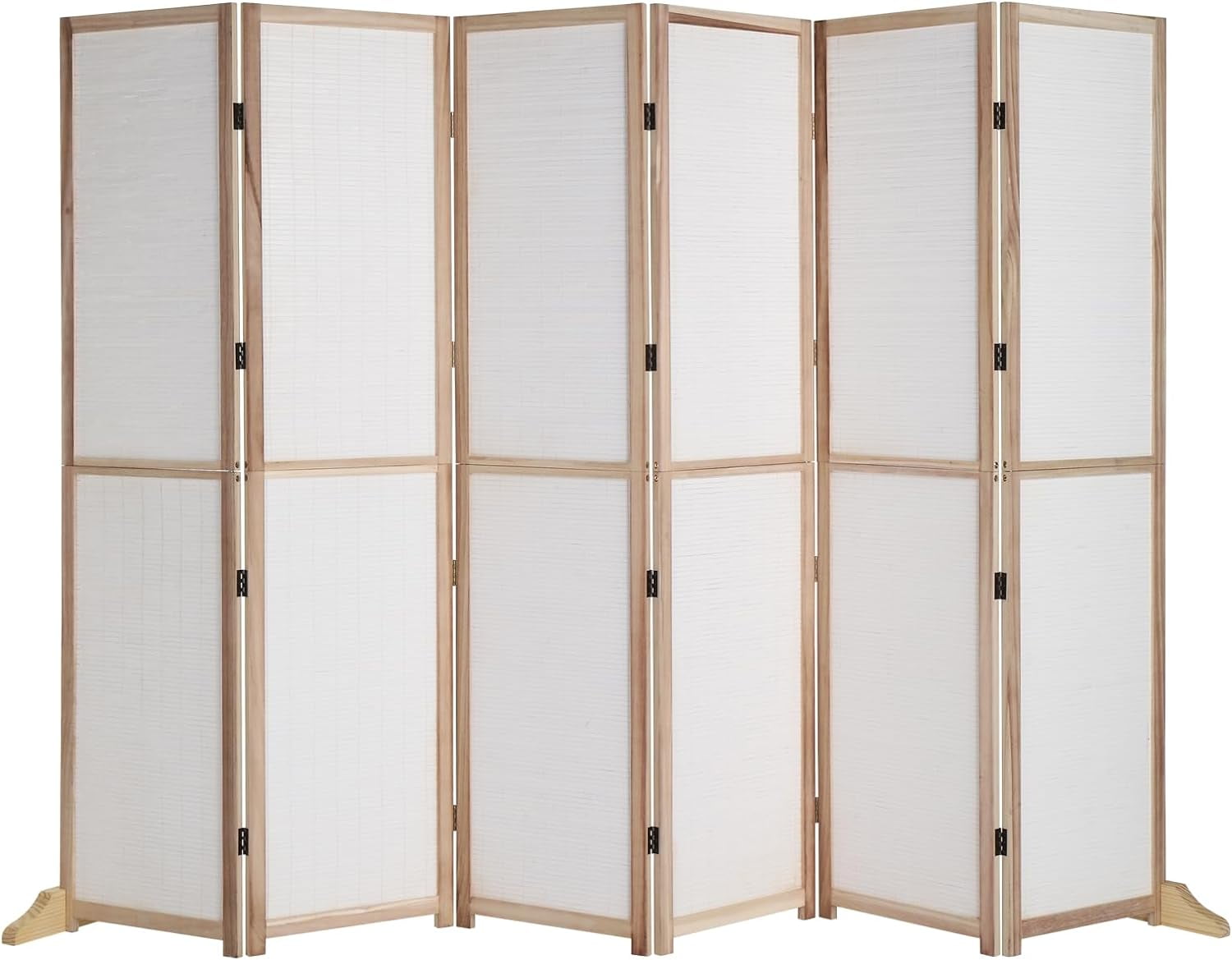 Bonnlo Detachable Bamboo Room Divider Privacy Screen, Folding Room ...
