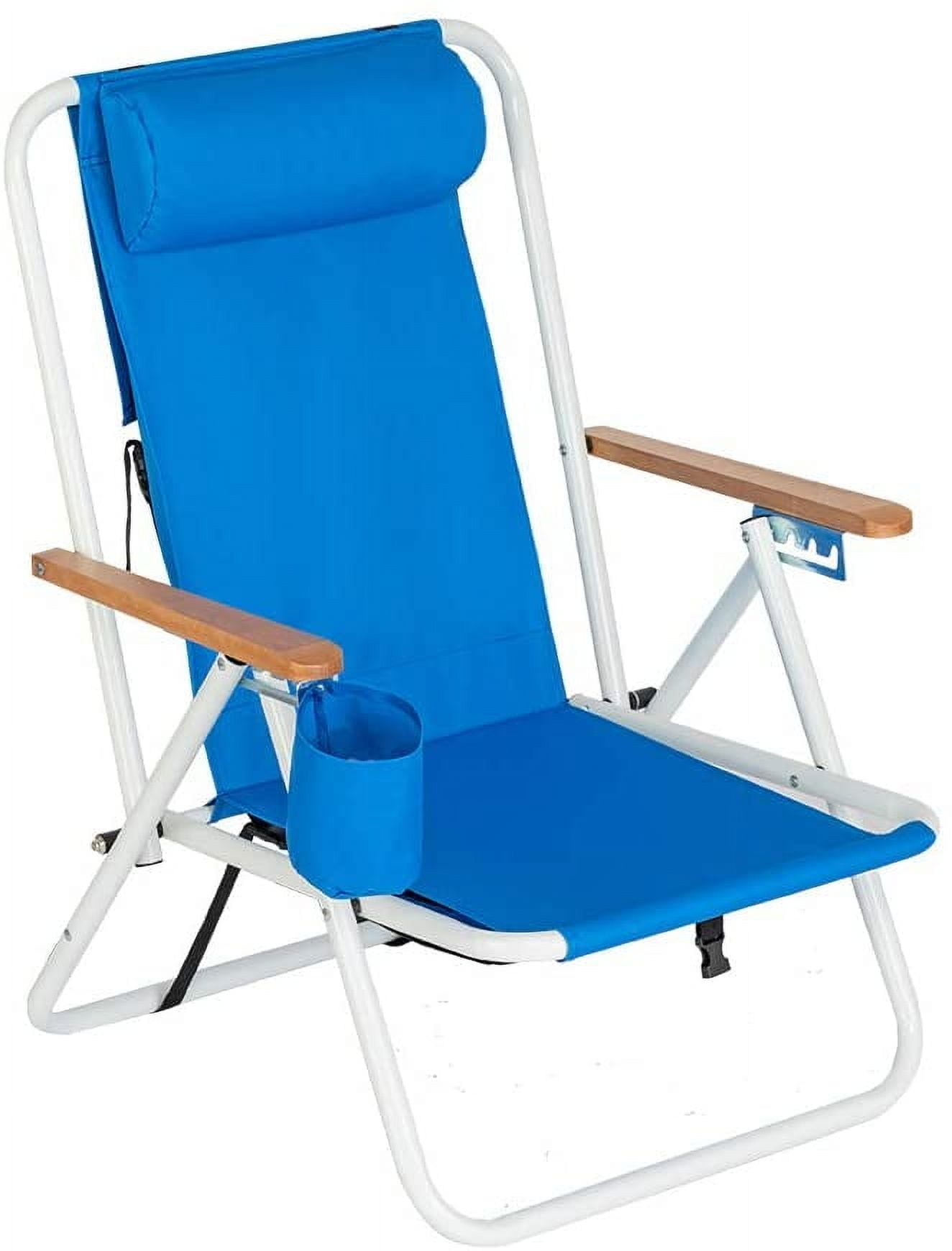 Bonnlo Foldable Backpack Carry Camping Chair with Cup Holder, Portable 4-Position Reclining ...