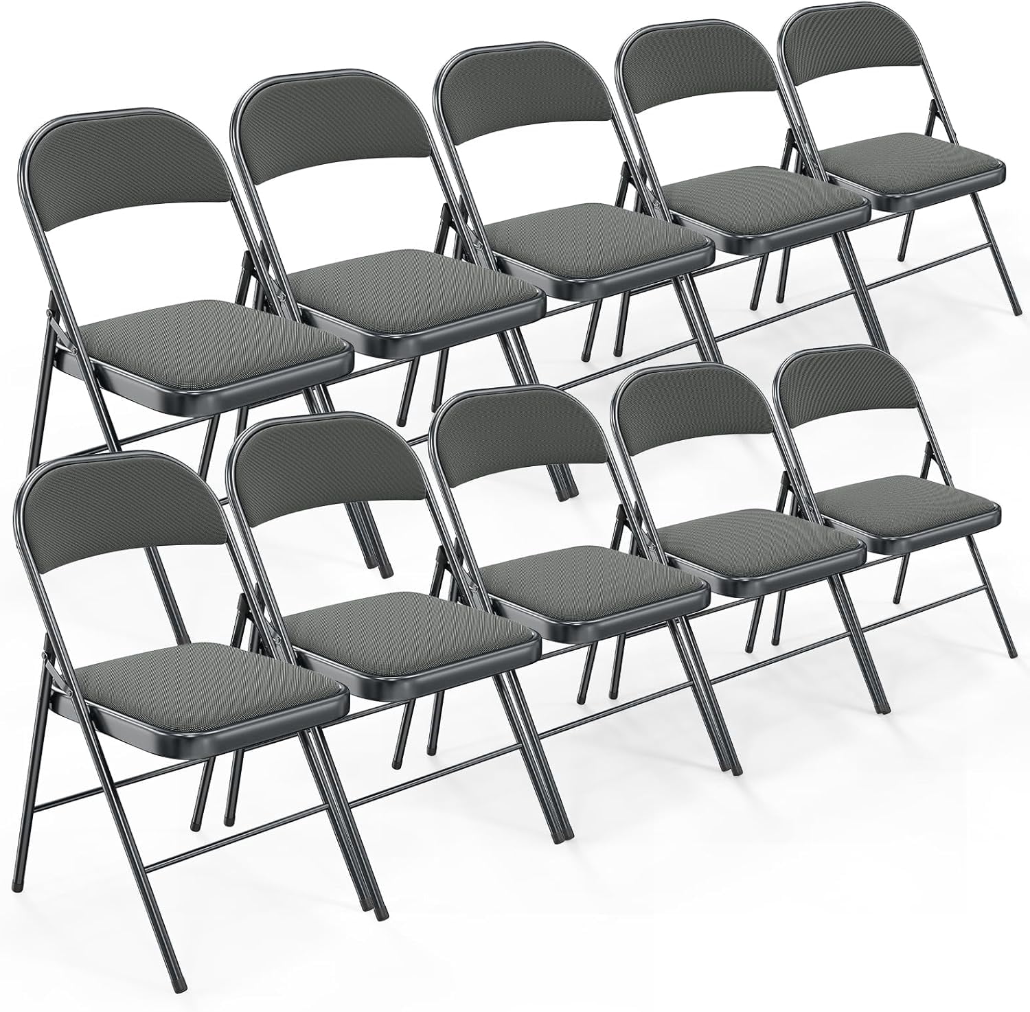 Bonnlo Folding Chair, Padded Folding Chairs with Cushion, Back and ...