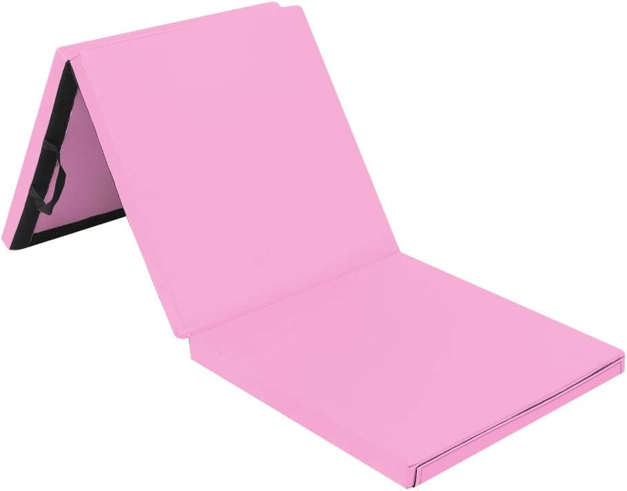 Bonnlo Folding Exercise Aerobics Mat, 6ft x 2ft x 2in PU Leather Mats ...