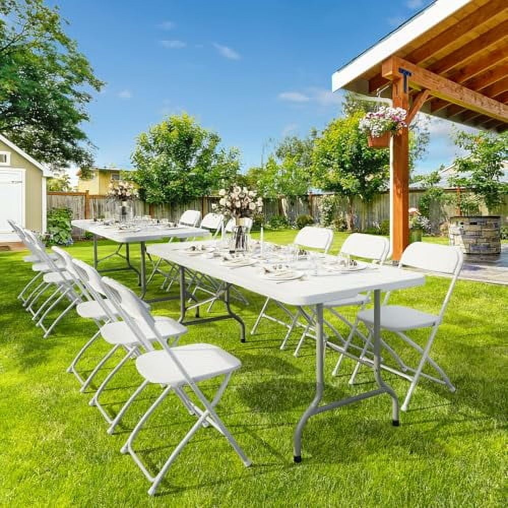 Bonnlo Folding Table 6ft, Portable Collapsible Plastic White Long ...