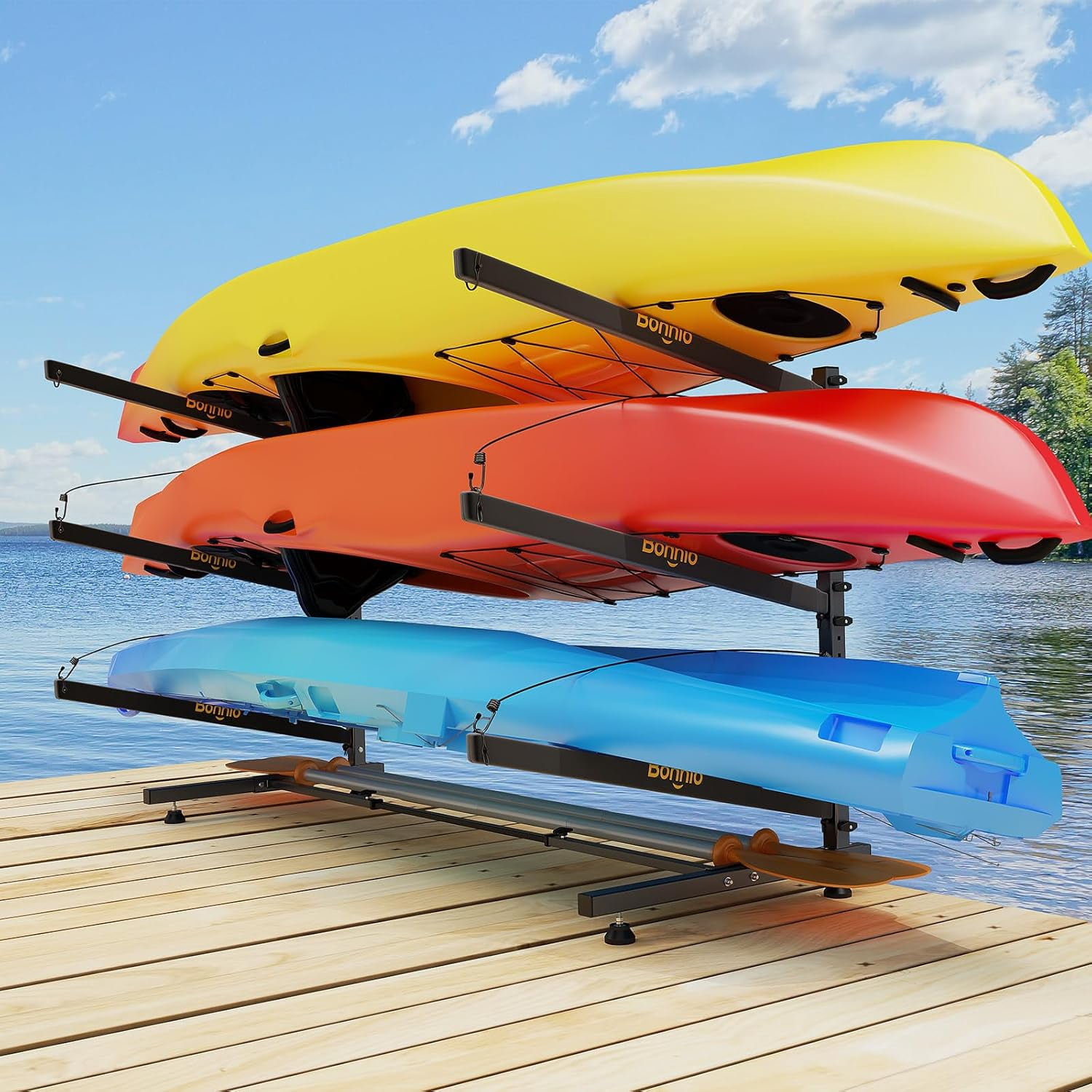 Bonnlo Kayak Storage Rack, Adjustable Heavy Duty Kayak Rack for Kayaks ...
