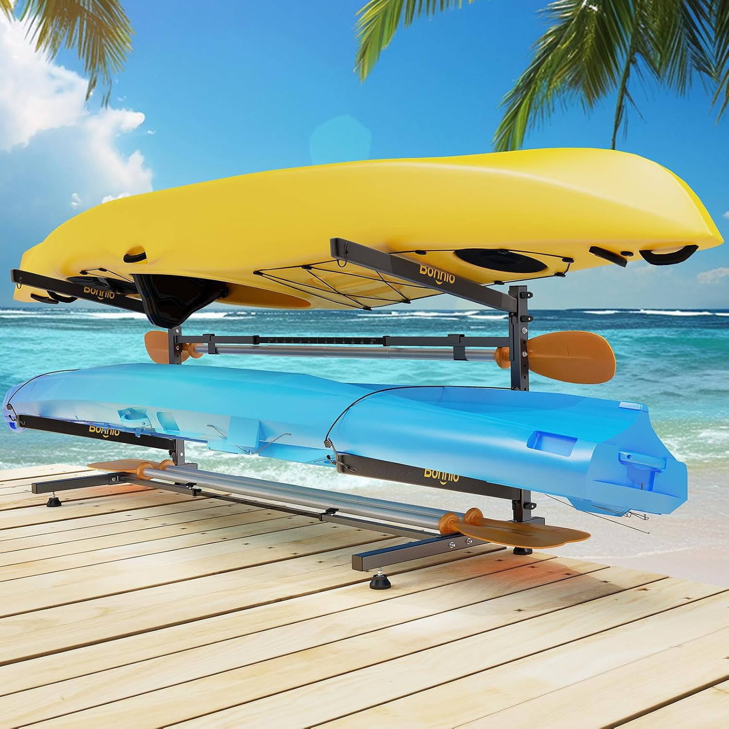 Bonnlo Kayak Storage Rack, Adjustable Heavy Duty Kayak Rack for Kayaks ...