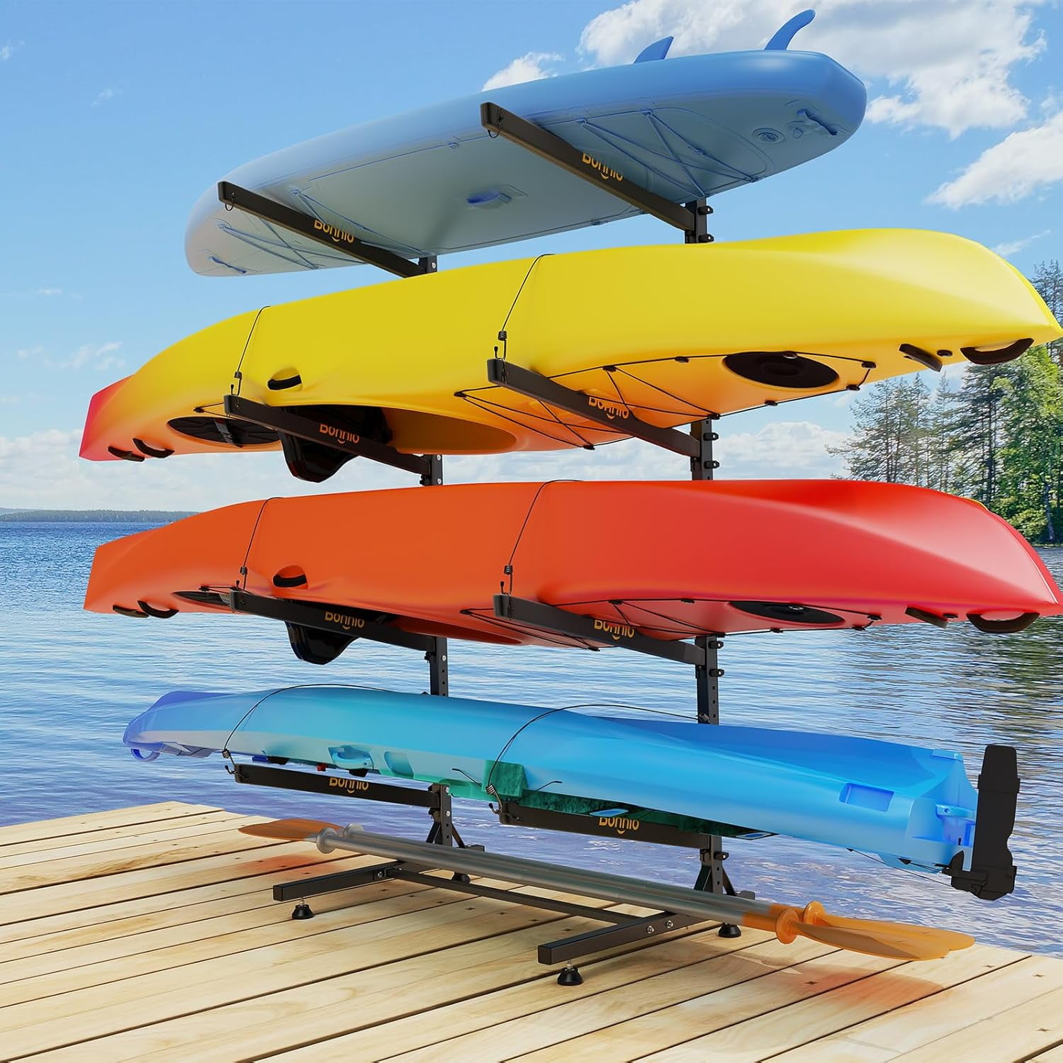 Bonnlo Kayak Storage Rack, Adjustable Heavy Duty Kayak Rack for Kayaks ...
