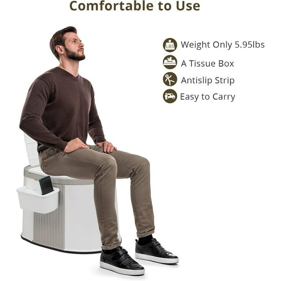 Bonnlo Larger Portable Toilet for Adults Camping Commode with Back ...