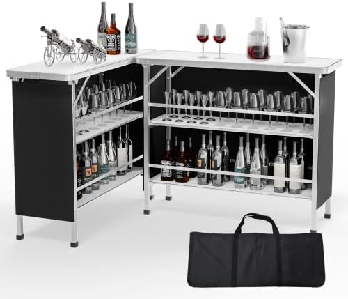 Bonnlo Portable 3-Tier Mobile Bar Table – for Indoor/Outdoor Events ...