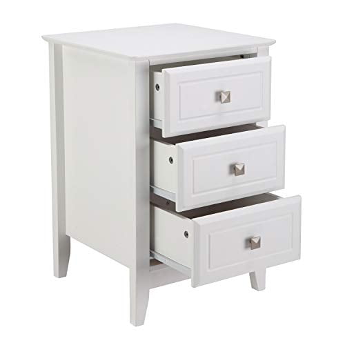 Bonnlo Upgraded White Nightstand with 3 Drawers, Modern Night Stands ...