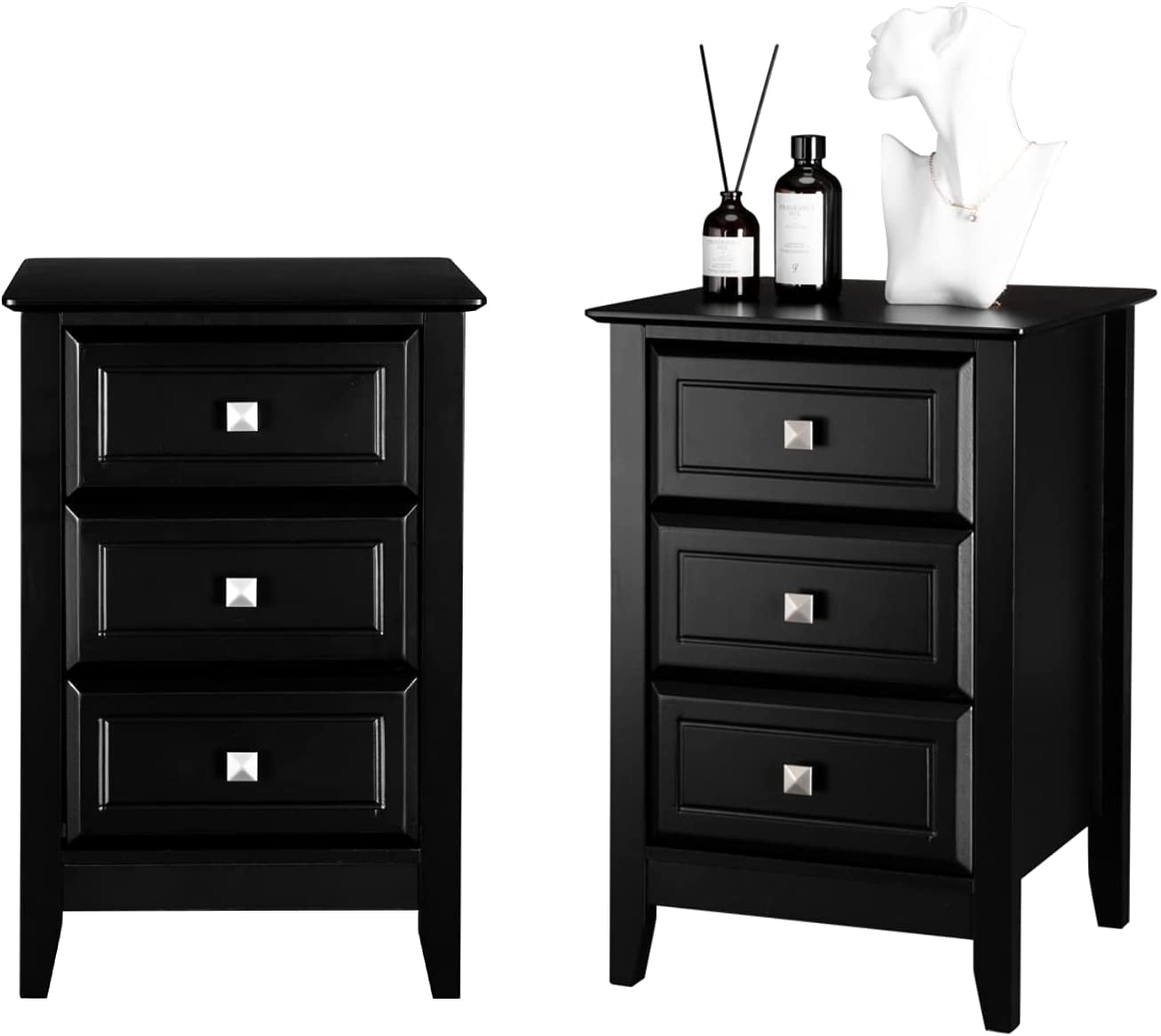 Bonnlo Upgraded White Nightstand with 3 Drawers, Modern Night Stands ...
