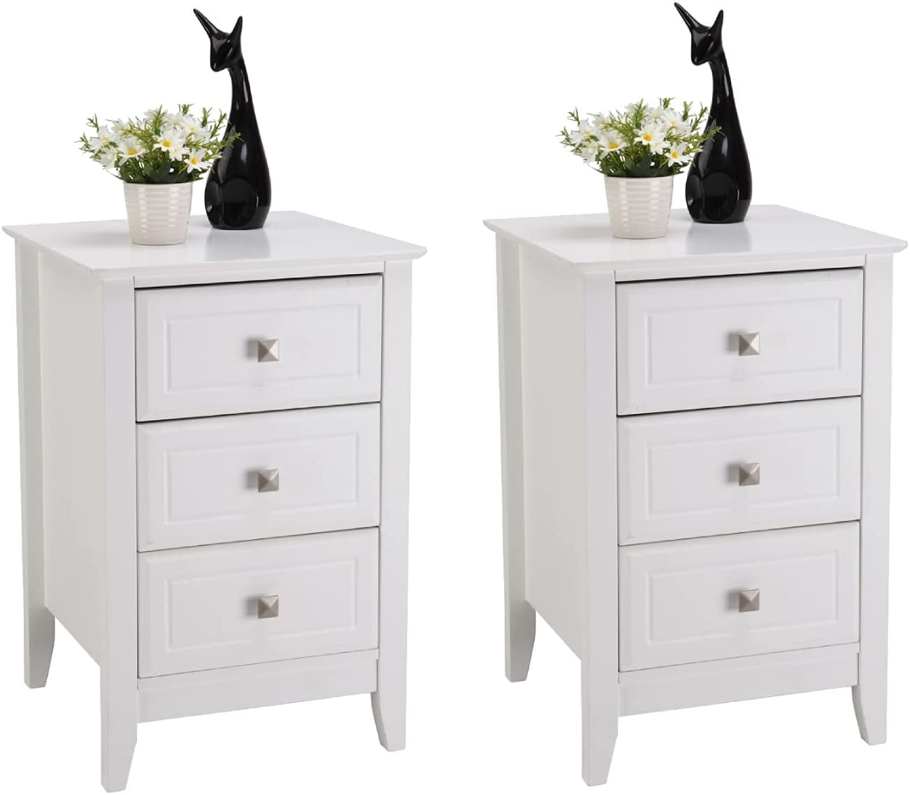 Bonnlo Upgraded White Nightstand with 3 Drawers, Modern Night Stands ...