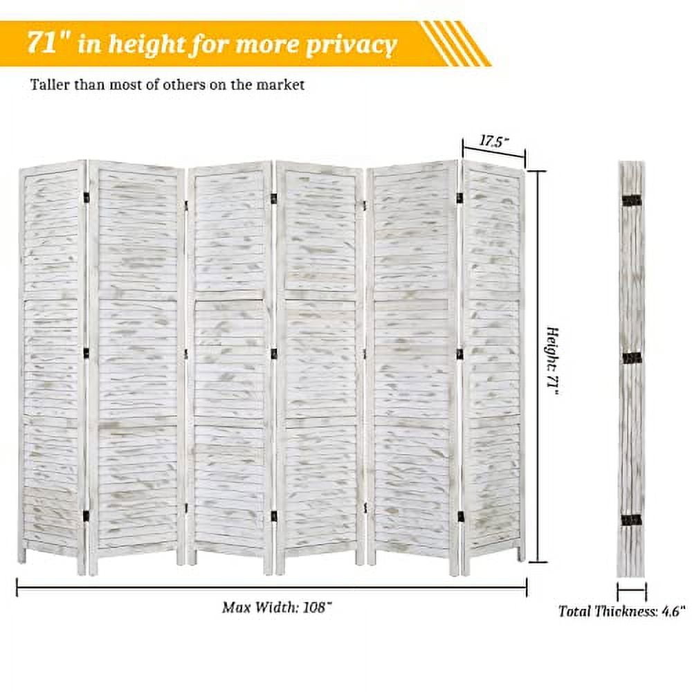Bonnlo Wood Room Divider Privacy Screen, 5.9 Ft Tall Folding Partition ...