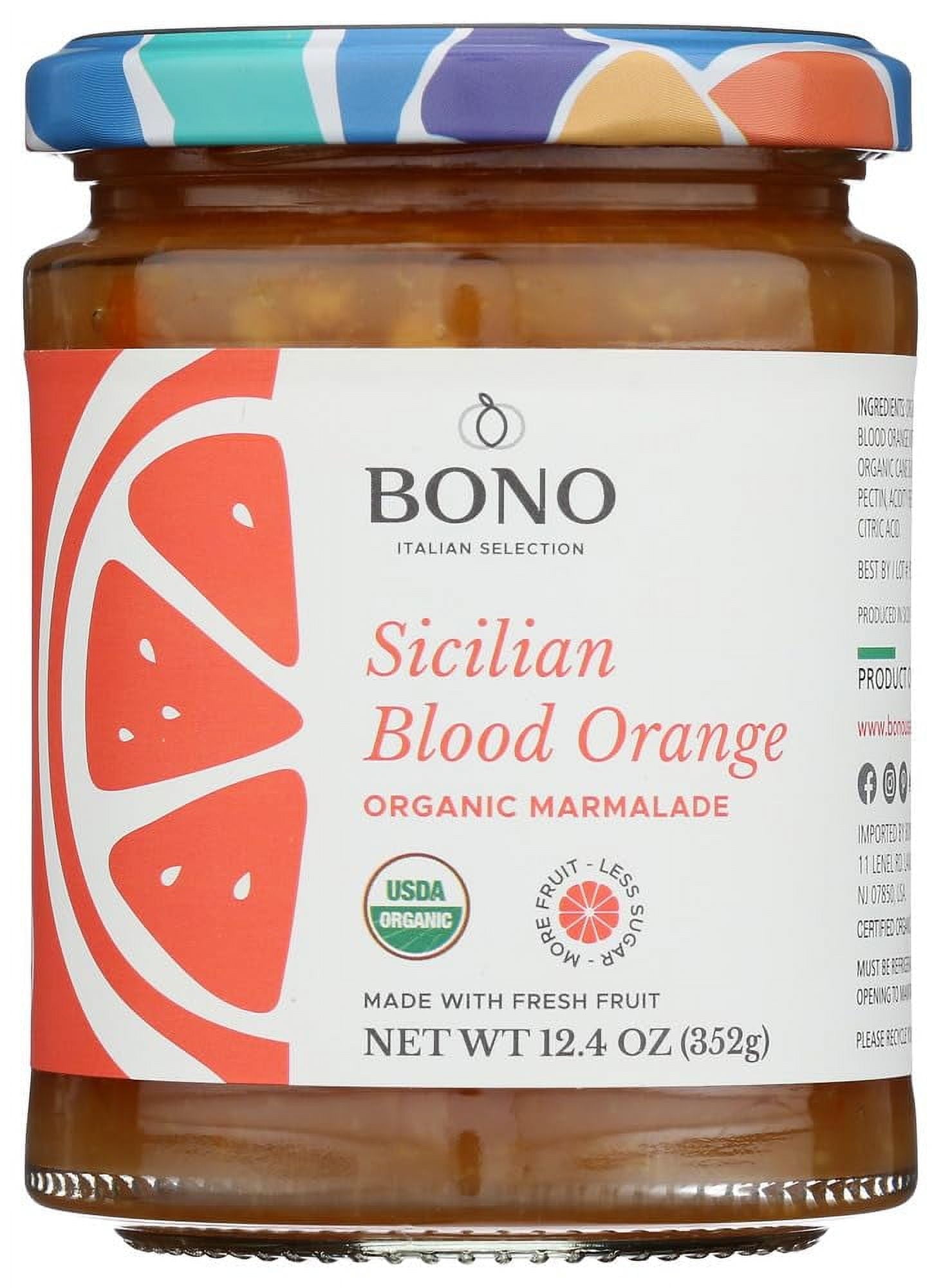 Bono Organic Marmalade Sicilian Blood Orange - 12.4 oz Pack of 3 ...
