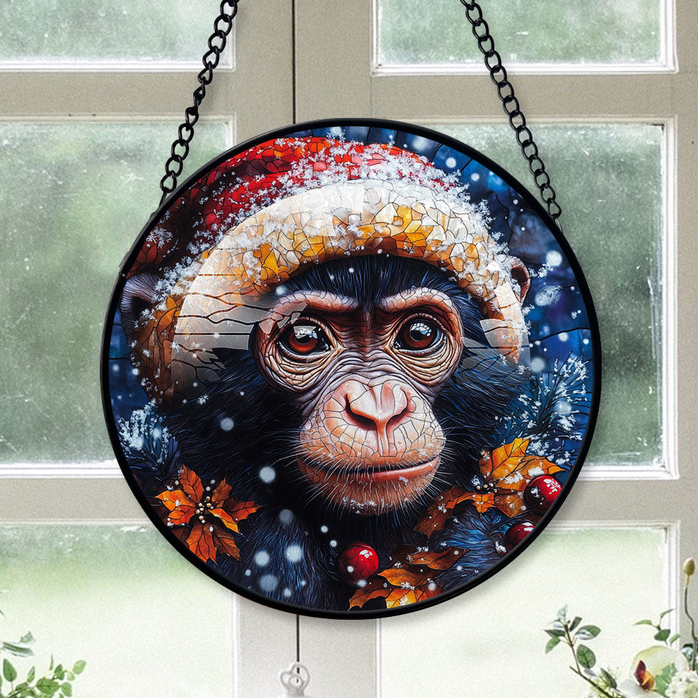 Bonobo Ornament Christmas 2025, Bonobo Stained Glass Hanging Window ...
