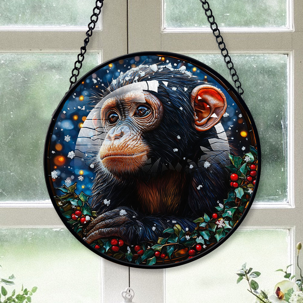 Bonobo Ornament Christmas 2025, Bonobo Stained Glass Window Hanging ...