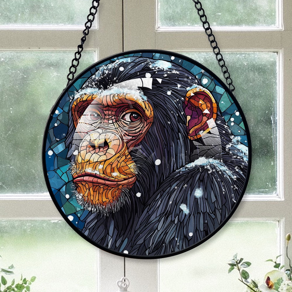 Bonobo Ornament Christmas 2025, Bonobo Stained Glass Window Panel ...