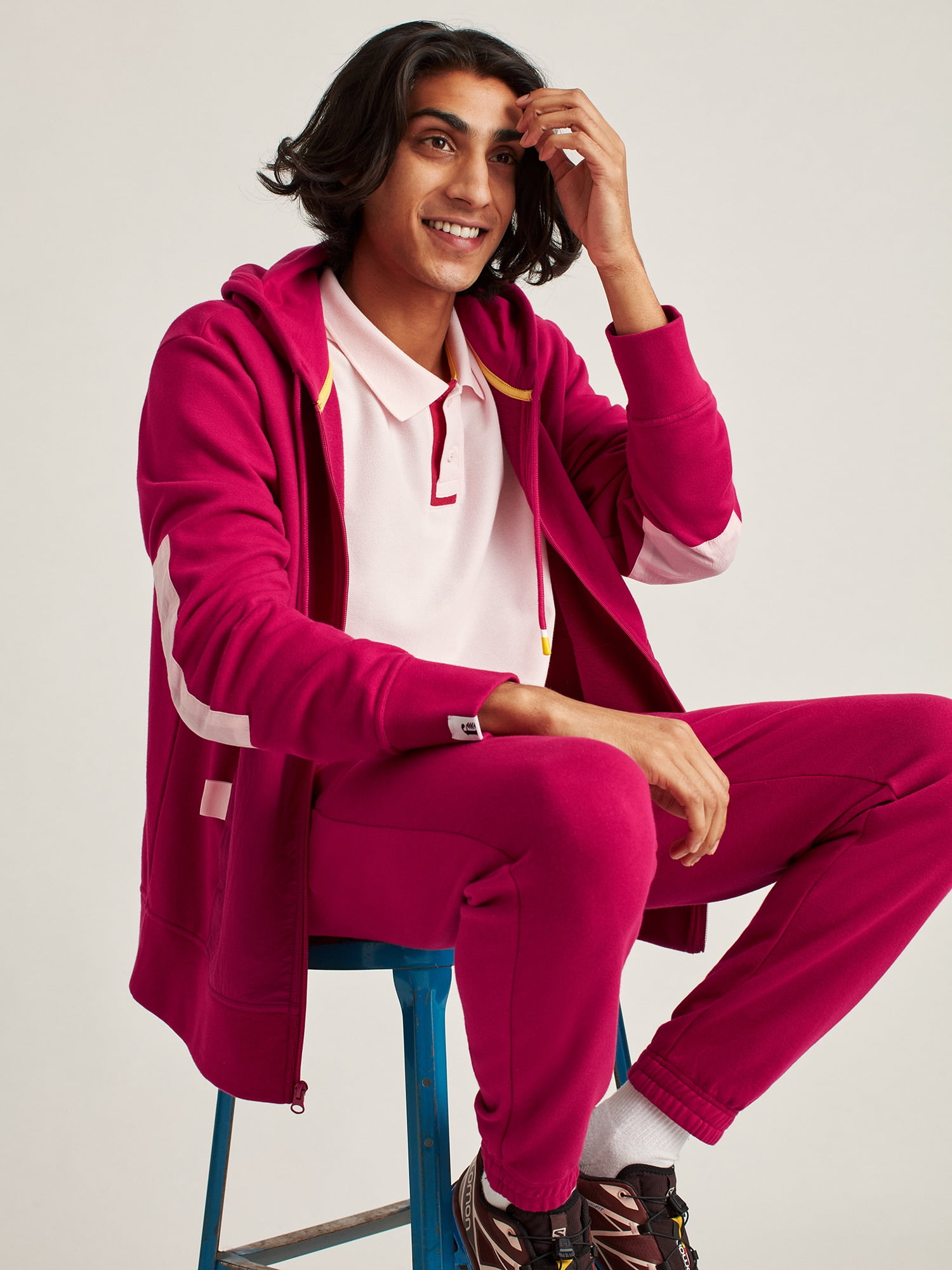 Bonobos Fielder Men's and Big Men's Mixed Media Full Zip Hoodie, up to ...