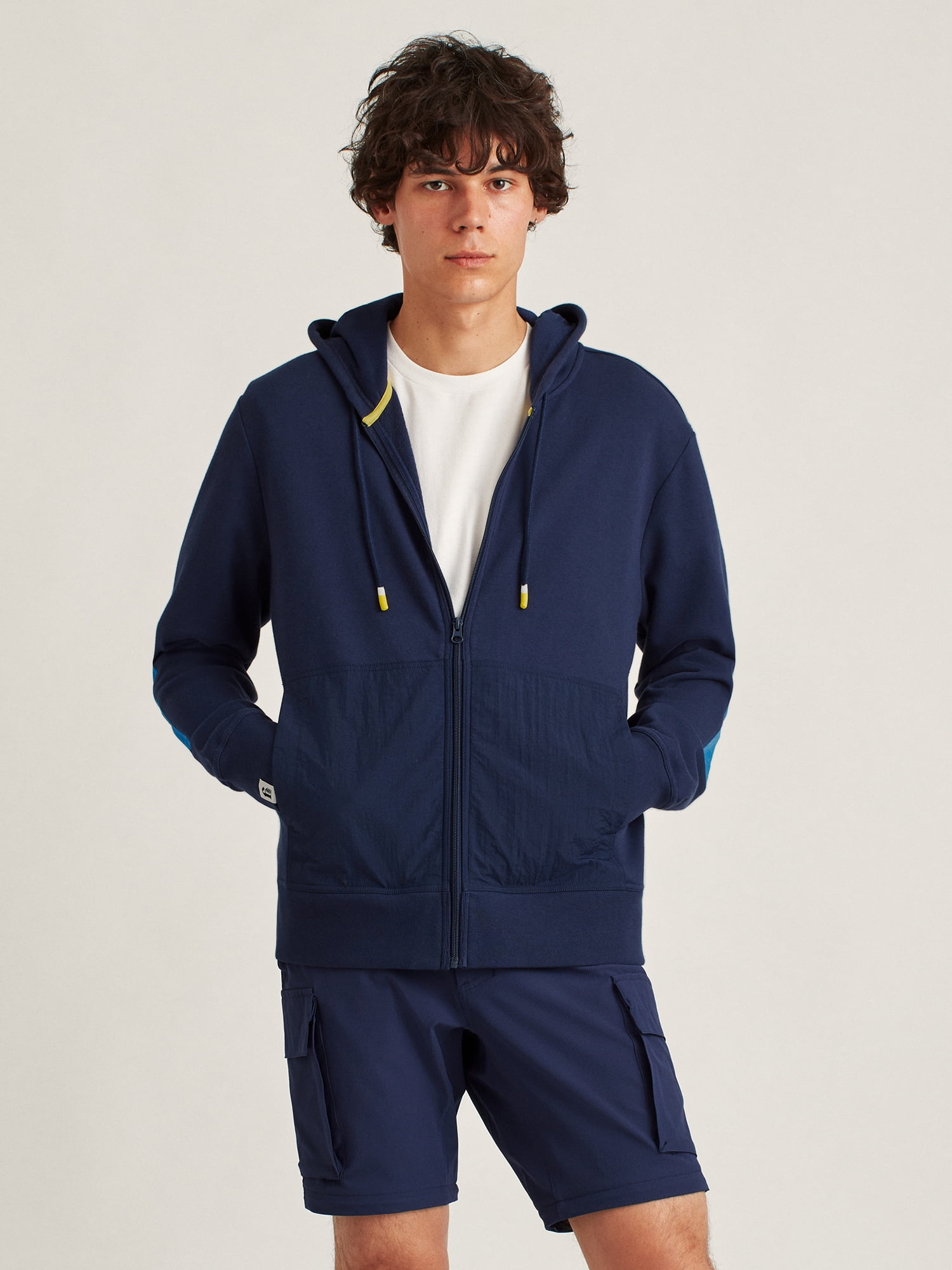 Bonobos Fielder Men's and Big Men's Mixed Media Full Zip Hoodie, up to ...