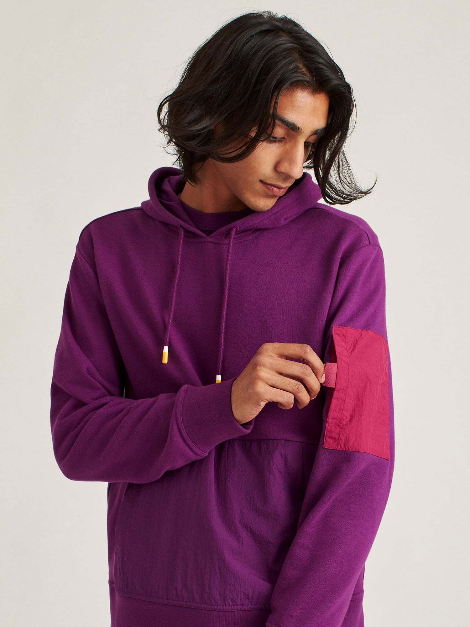 Bonobos Fielder Men's and Big Men's Mixed Media Pullover Hoodie, up to ...