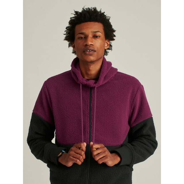 Bonobos Fielder Men's and Big Men's Sherpa Fleece Full Zip Hoodie, Up ...