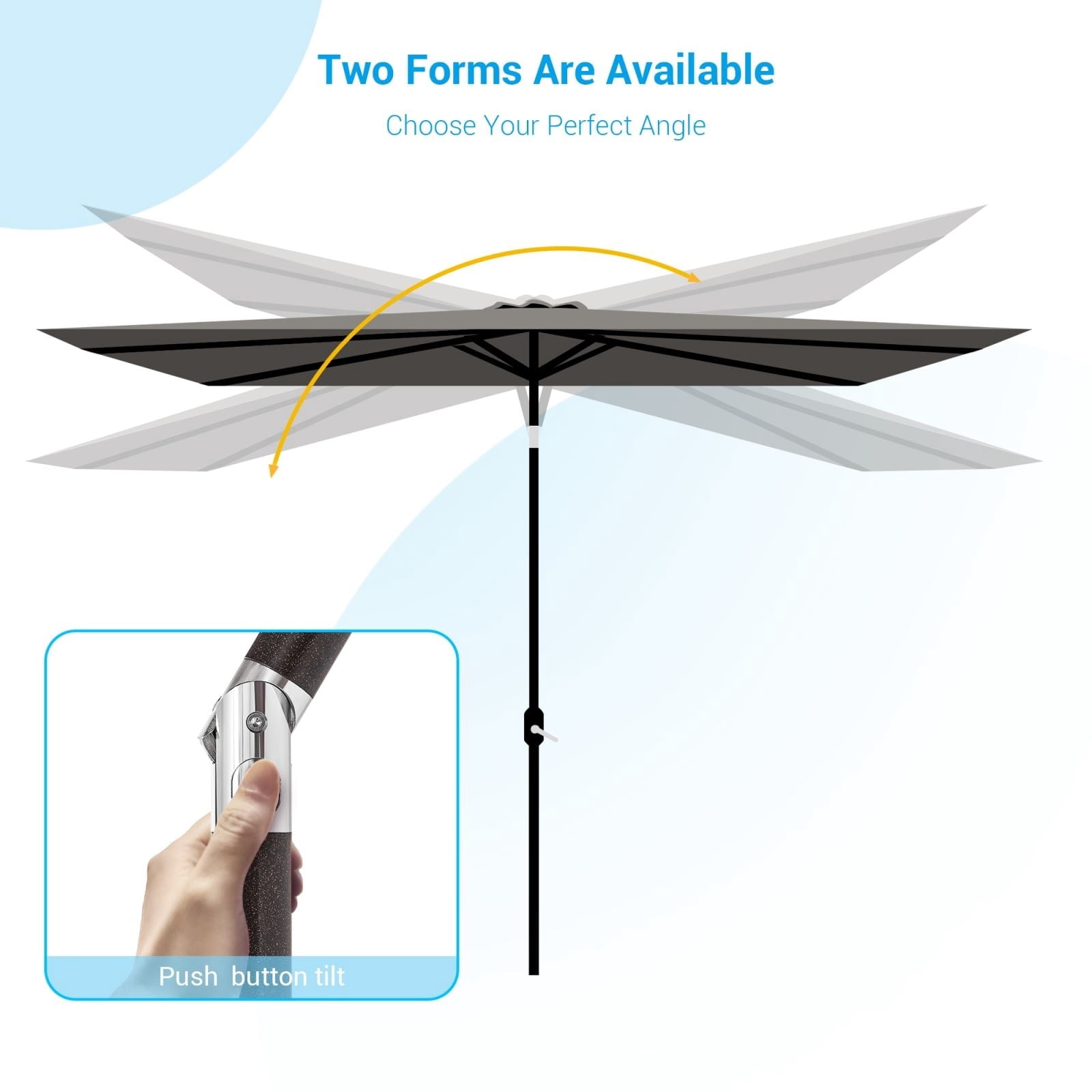 Bonosuki 10x6.5ft Rectangular Aluminum Patio Market Umbrella Senior Ash ...