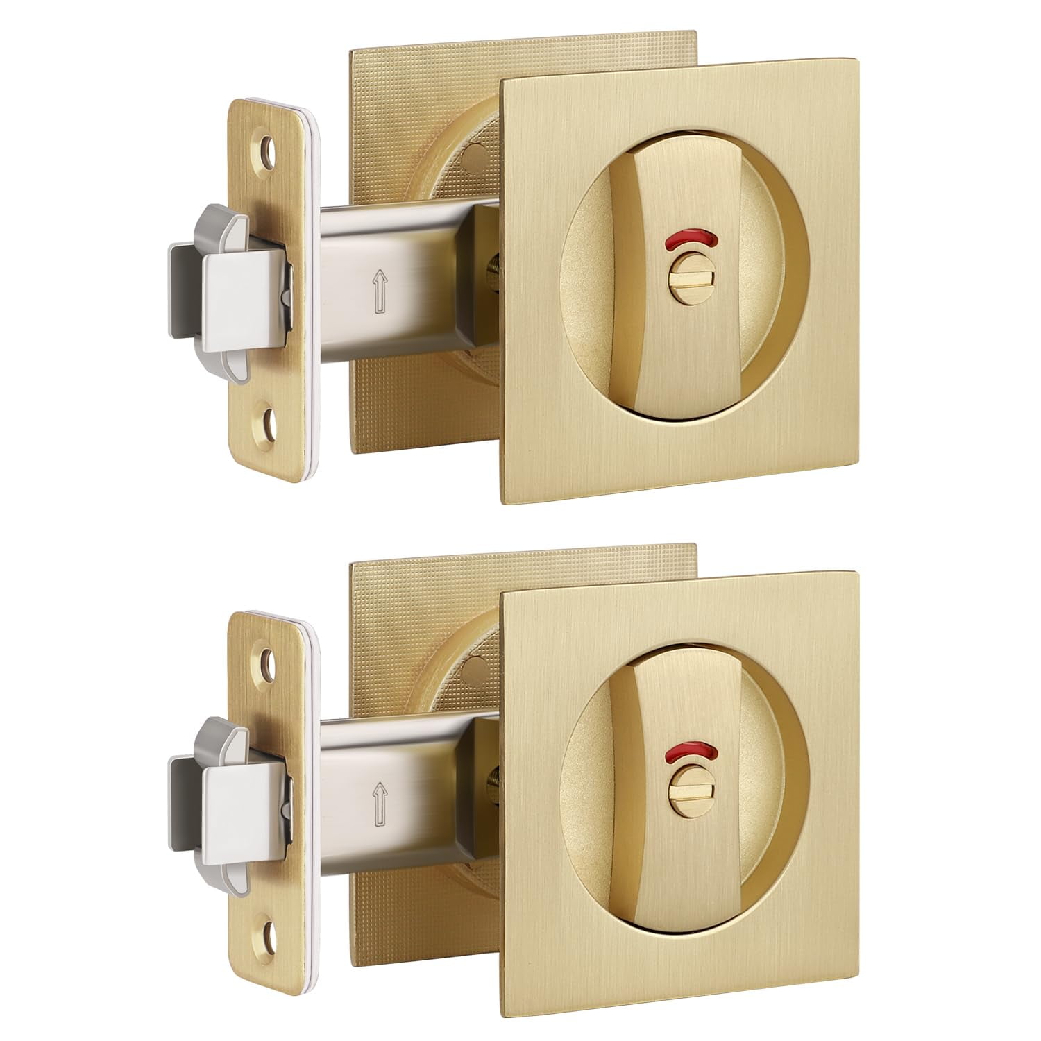 Bonpoly 2 Pack Brushed Gold Pocket Door Hardware, Pocket Door Lock with ...
