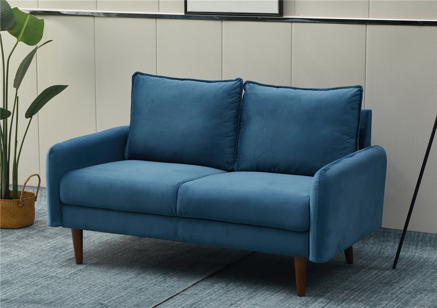 Bonrcea 58.7" Velvet Loveseat Mid-Century Modern Sofa Tufted Couch with ...