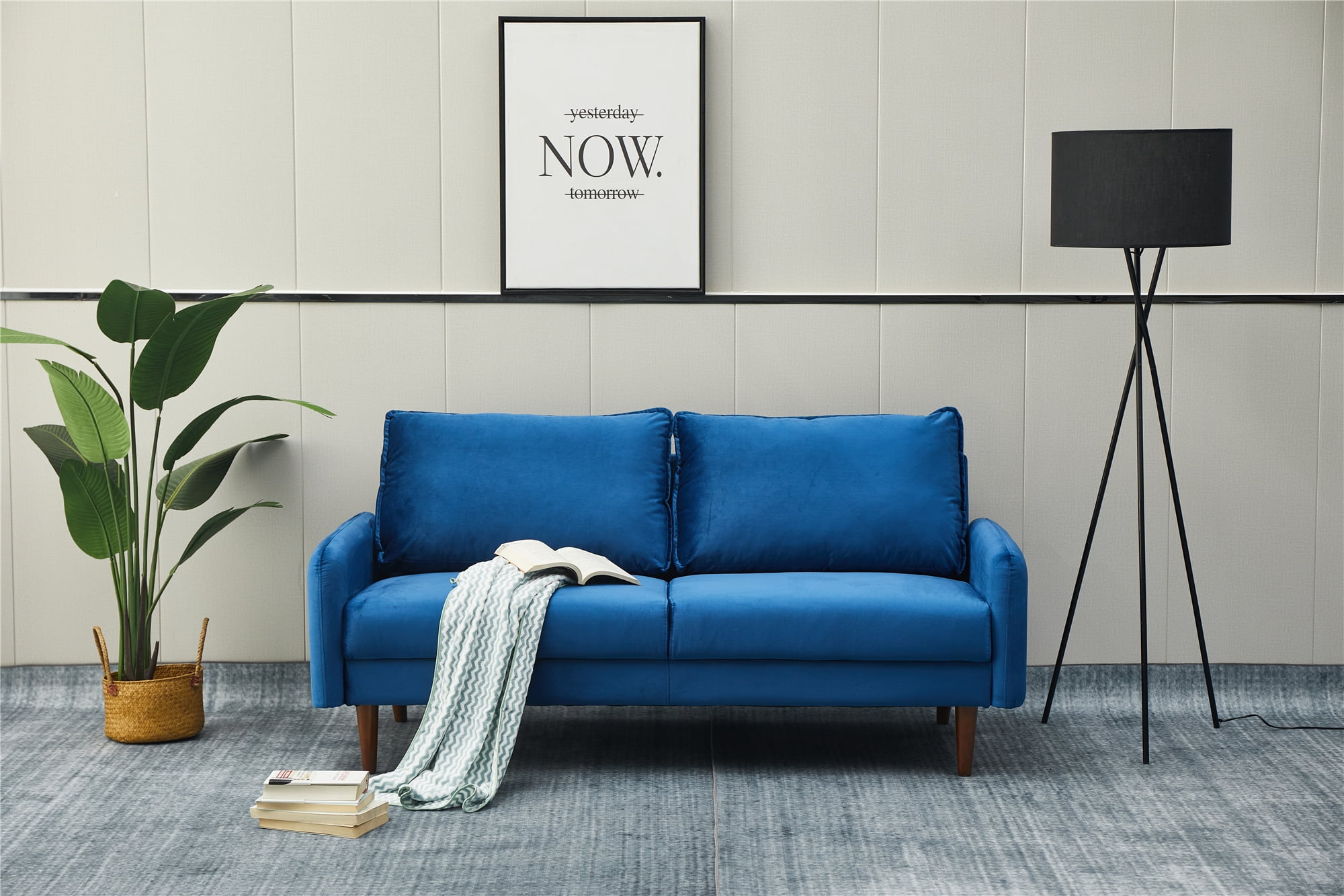 Bonrcea 70'' Velvet Sofa Mid-Century Modern Couch with Wooden Legs for ...