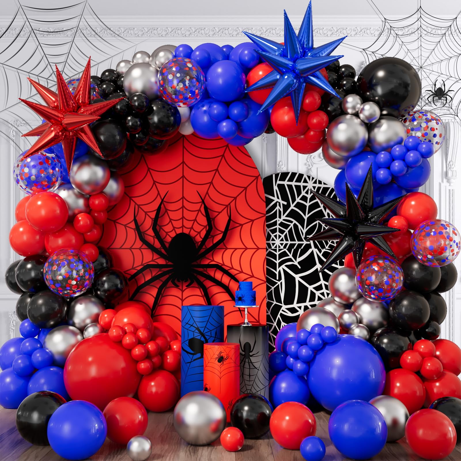 Bonropin 158pcs BlackTRDN Red and Blue Balloons Arch Garland Kit ...