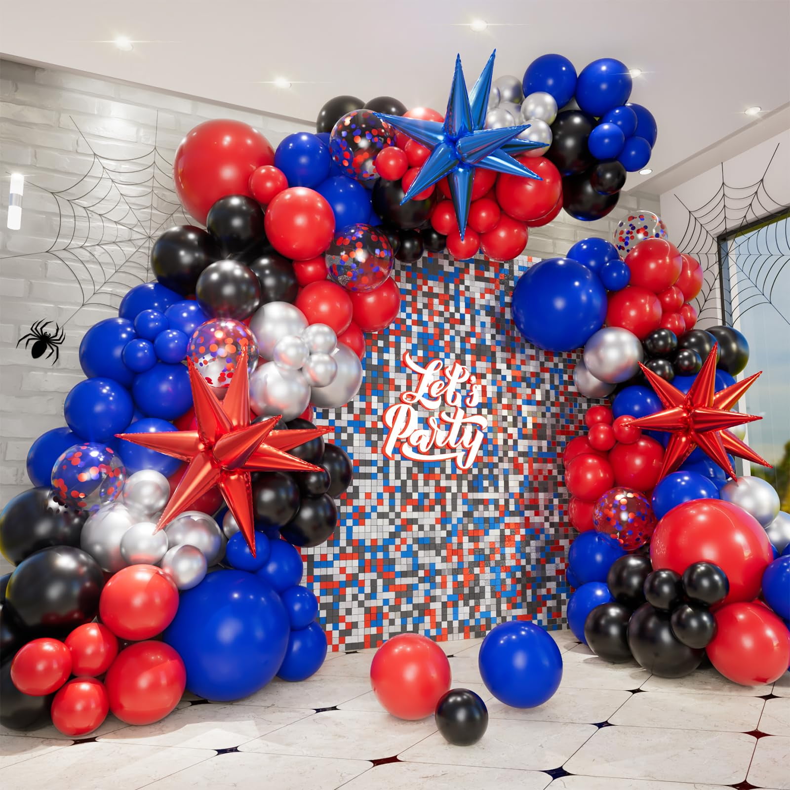 Bonropin 159pcs Black Red IFF17 and Blue Balloons Arch Garland Kit ...